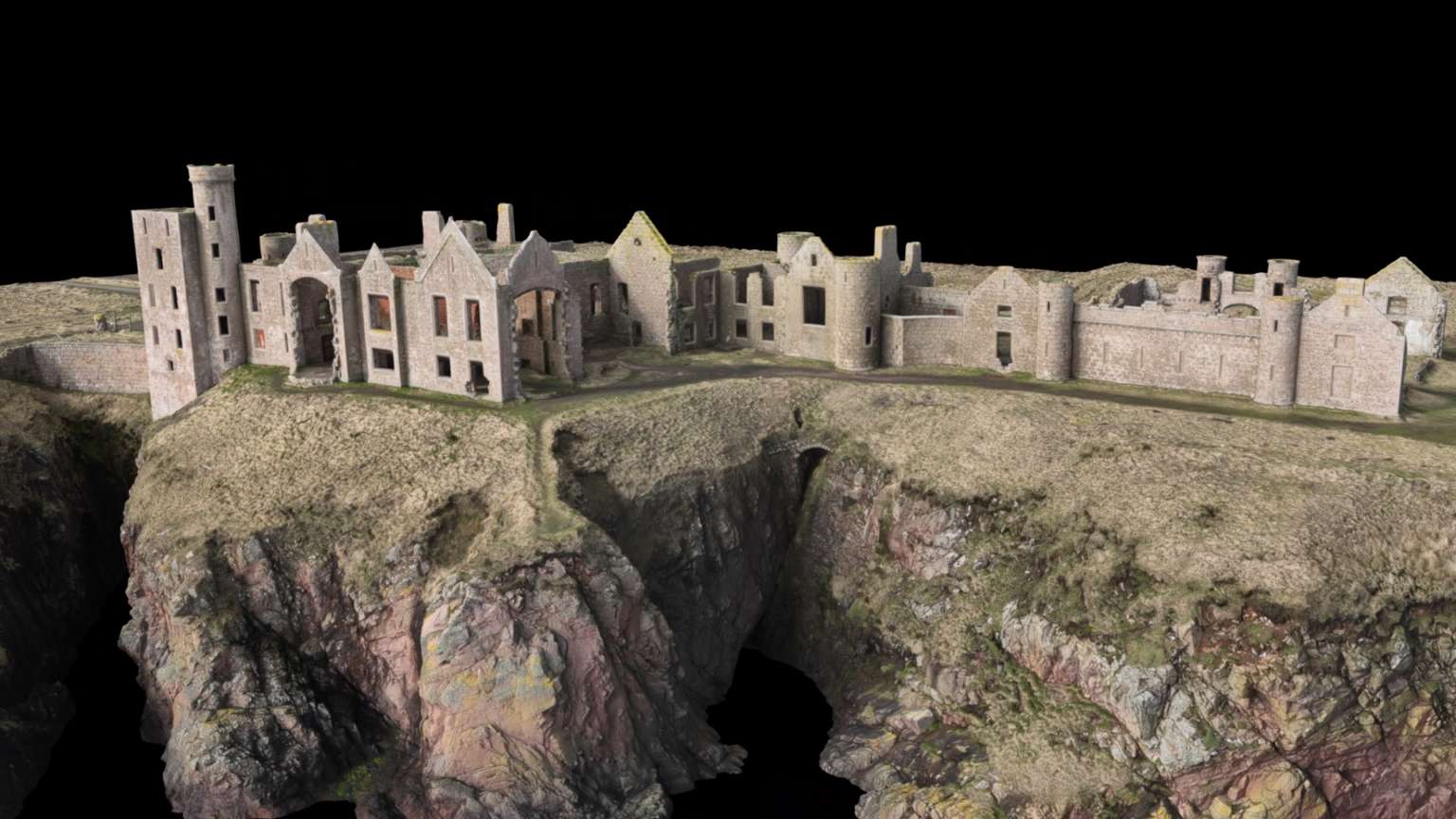 Slains Castle and 3d Model | PB Aerial